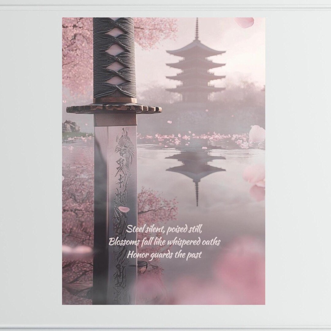 Samurai Sword and Haiku Canvas | Japanese Samurai Art | Samurai Haiku ...