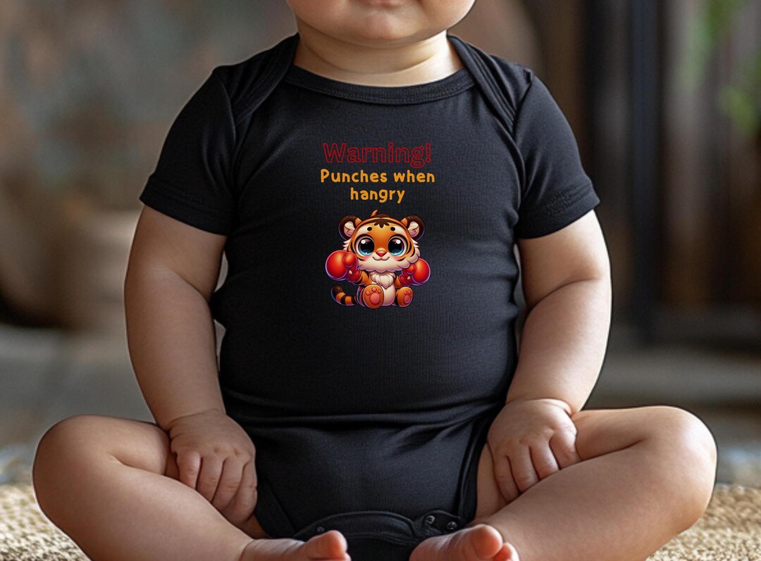 Warning! Punches When Hangry Baby Bodysuit | Funny Baby Outfit for ...