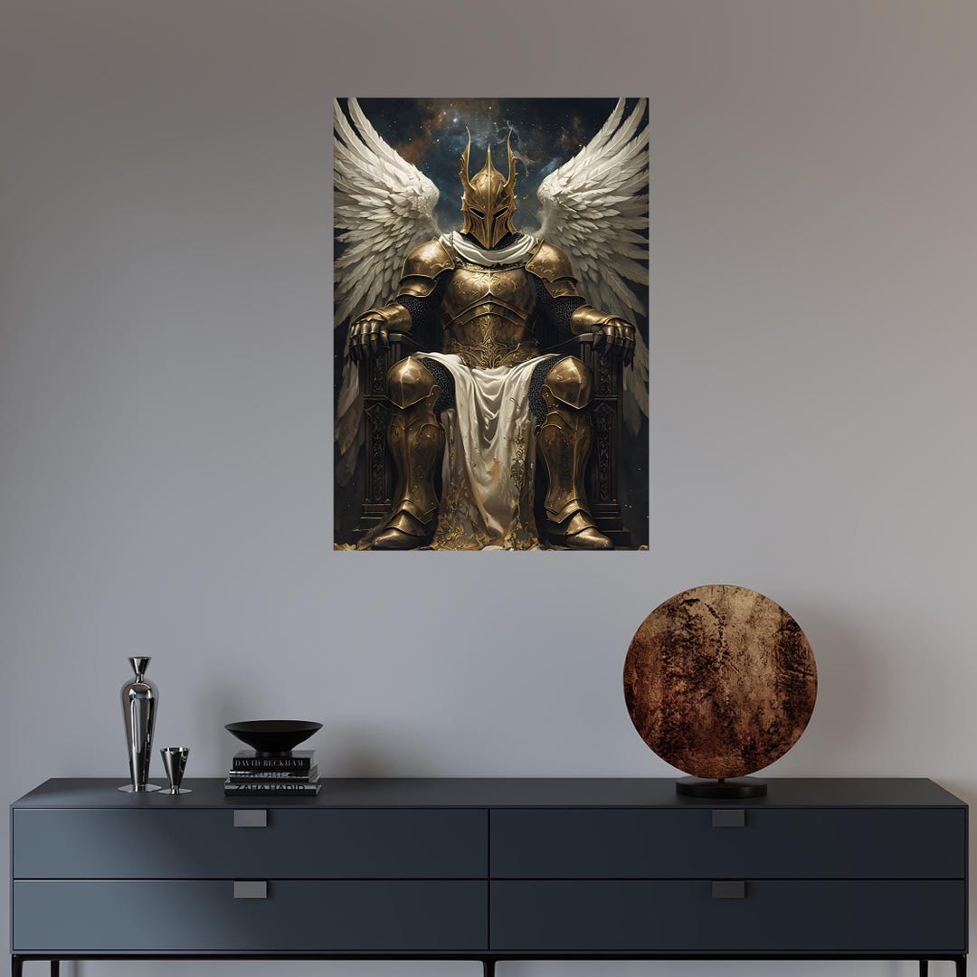 Majestic Angel Warrior Poster, Fantasy Wall Art, Home Decor ...