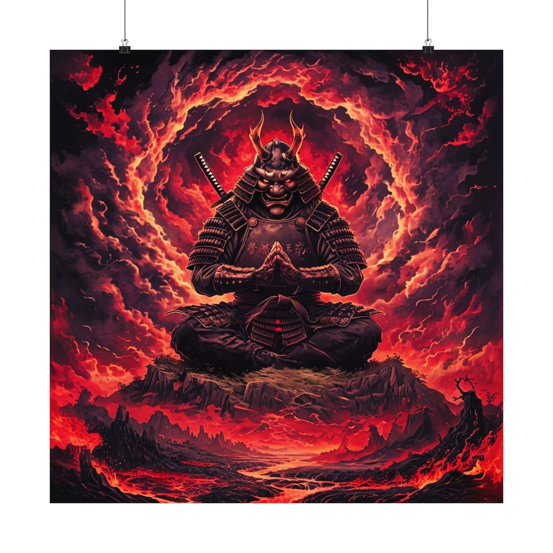 Demon Samurai Matte Poster | Samurai Art Print | Wall Decor for Martial ...
