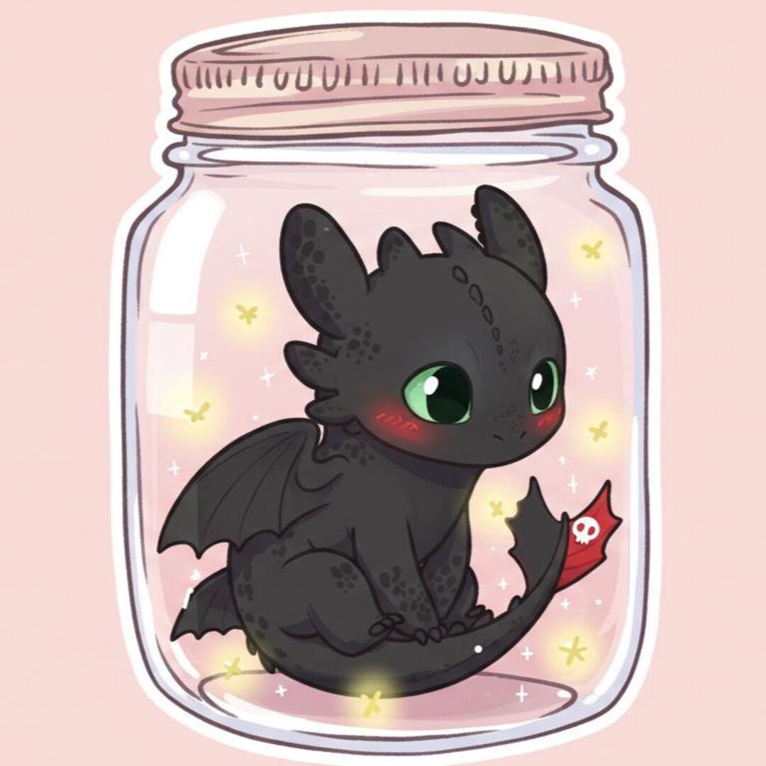 Chibi Black Dragon in Jar Sticker: Waterproof Vinyl Decal - Etsy