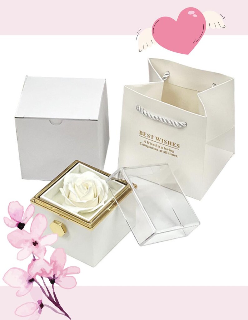 Rotating Soap Flower Rose Gift Box Creative Rotating Rose Jewelry ...