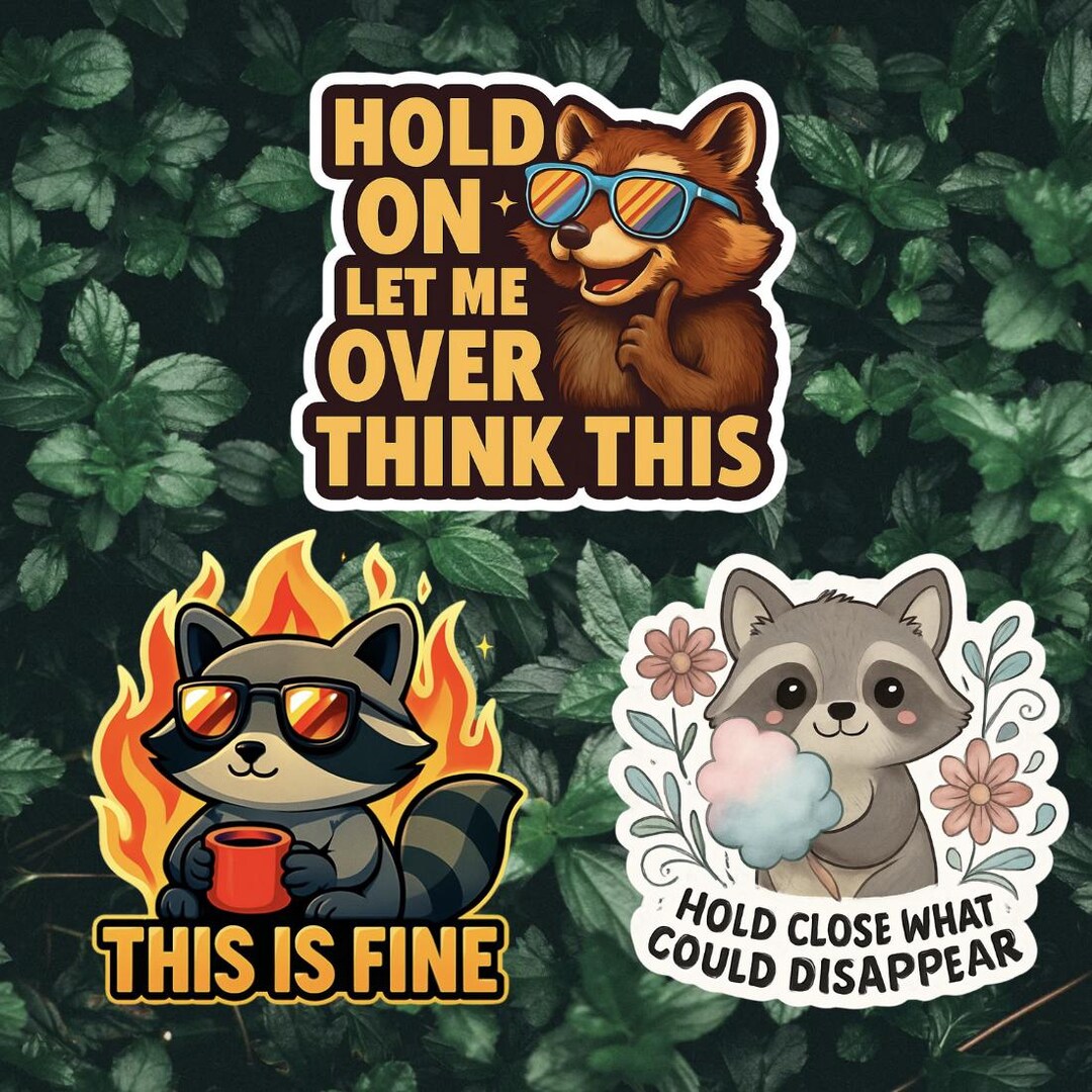 Cute Raccoon Sticker Pack – Funny Quotes, Self Care Vinyl Decals ...