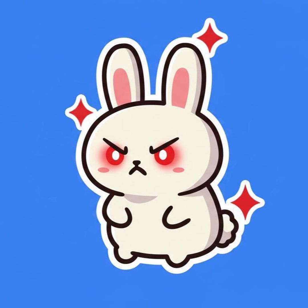 Angry Bunny Sticker: Kawaii Rage Rabbit Vinyl Decal - Etsy