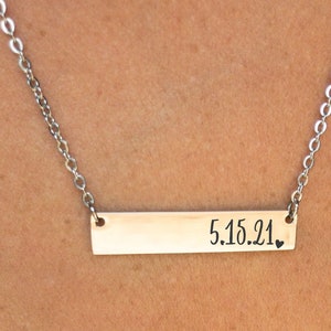 Personalized Date Necklace Personalized Necklace Wedding Date | Etsy