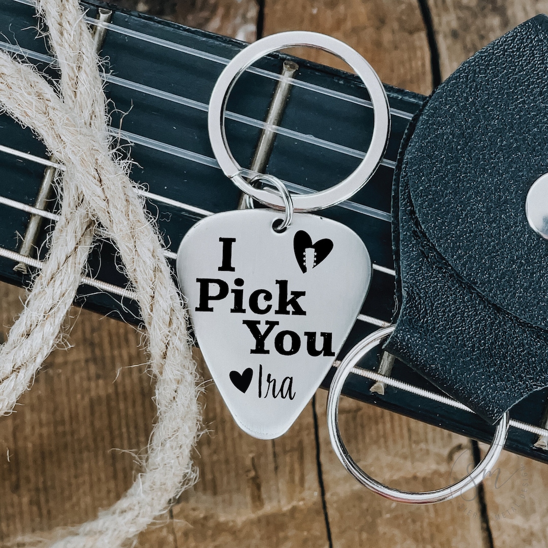 I Pick You Pick Keychain Valentines Day Gift for Him Guitar Pick ...