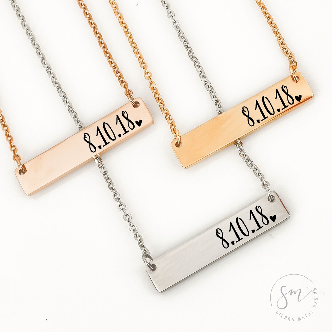 Personalized Date Necklace Personalized Necklace Wedding Date Birthdate ...