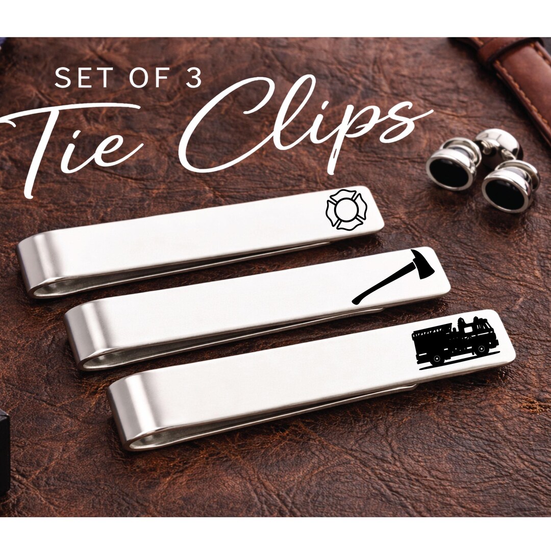 Firefighter Tie Clip Set for Men – Stainless Steel Firefighter Tie ...