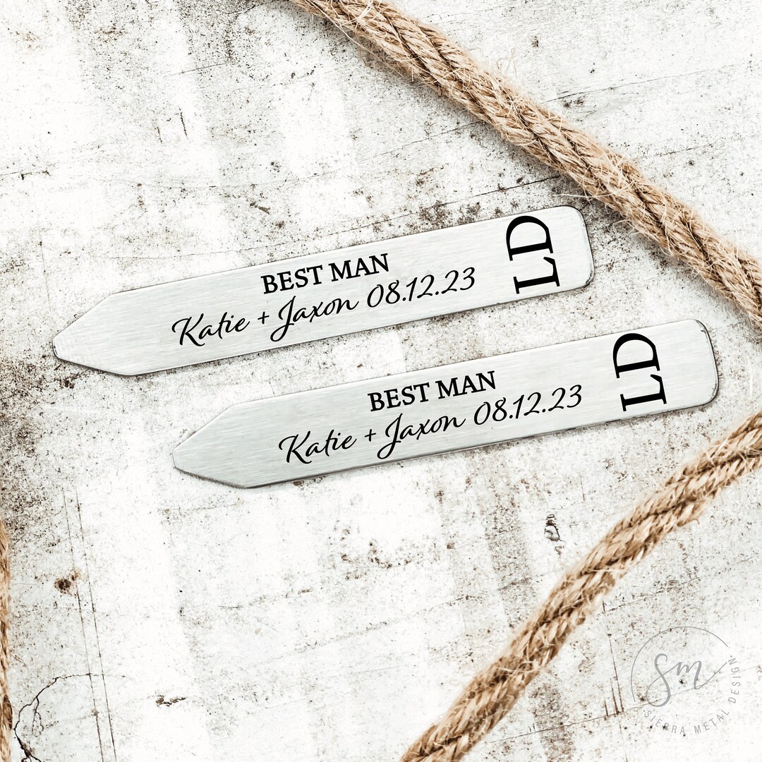 Personalized Wedding Collar Stay- Brother Collar Stays Best Man Collar ...