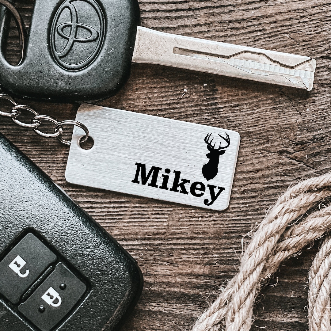 Personalized Antlers Keychain Hunting Keychain Deer Keychain Hunter ...