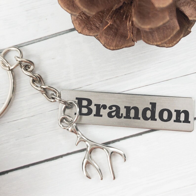 Personalized Antlers Keychain Hunting Keychain Deer Keychain | Etsy