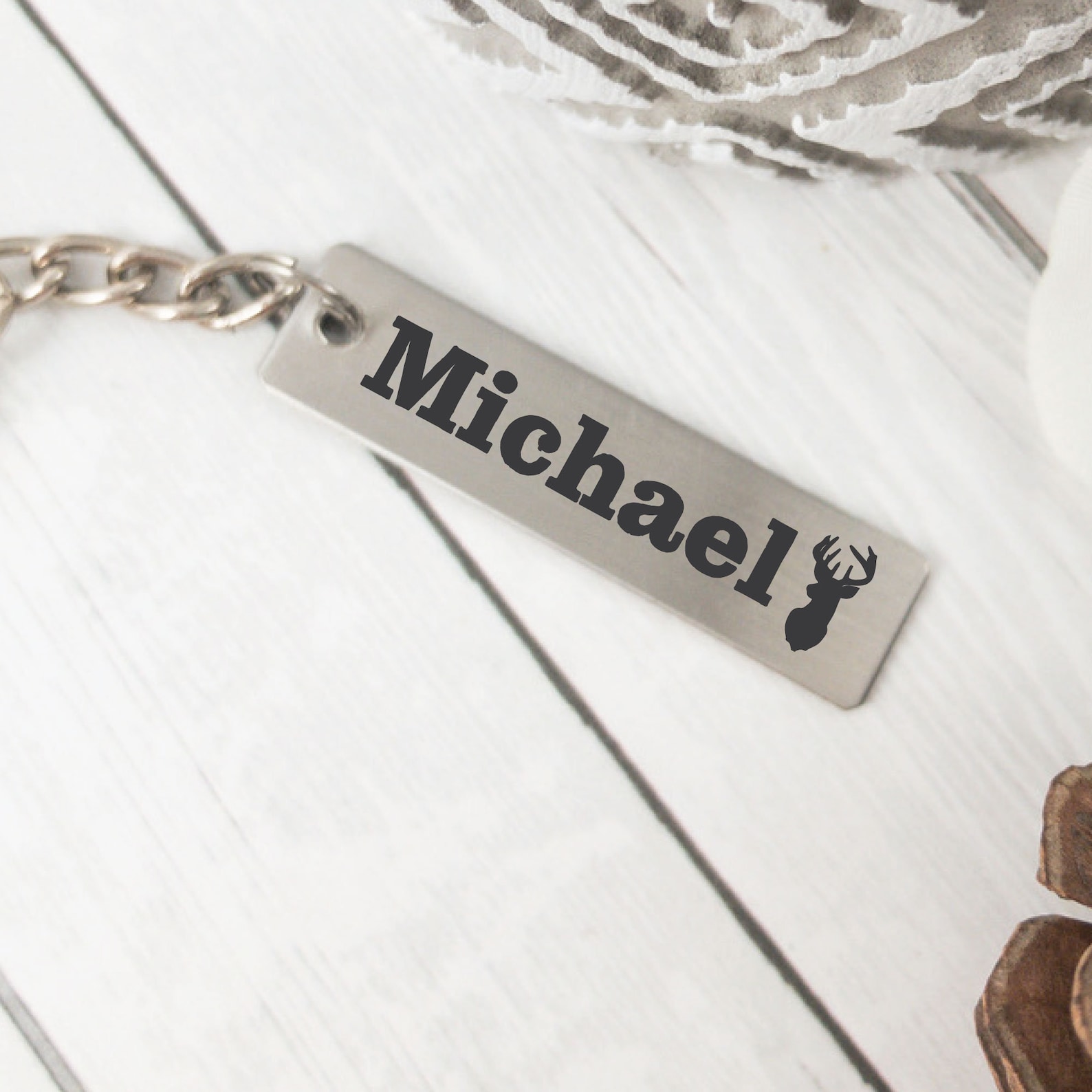 Personalized Antlers Keychain Hunting Keychain Deer Keychain | Etsy