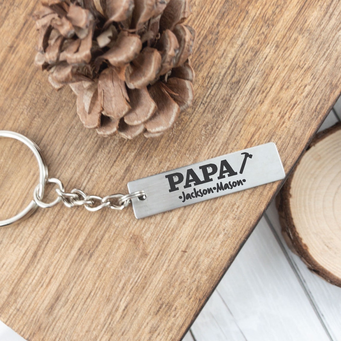 Personalized Papa Gift Hammer Keychain Grandpa Hammer Fathers | Etsy