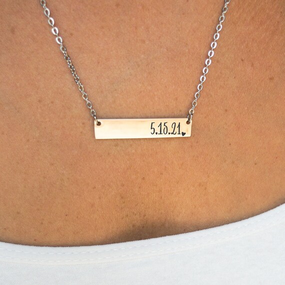 Personalized Date Necklace Personalized Necklace Wedding Date | Etsy