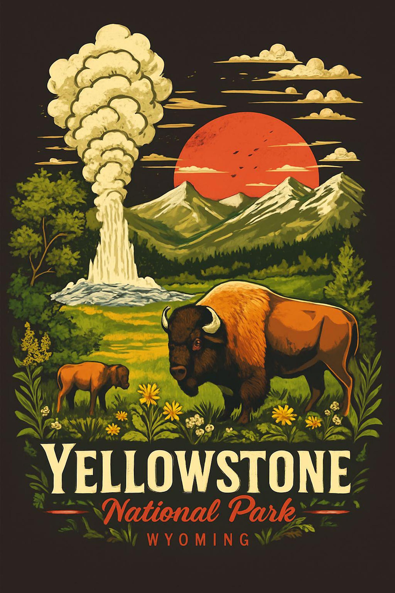 Yellowstone National Park Poster | Digital Download Wall Art | Nature ...