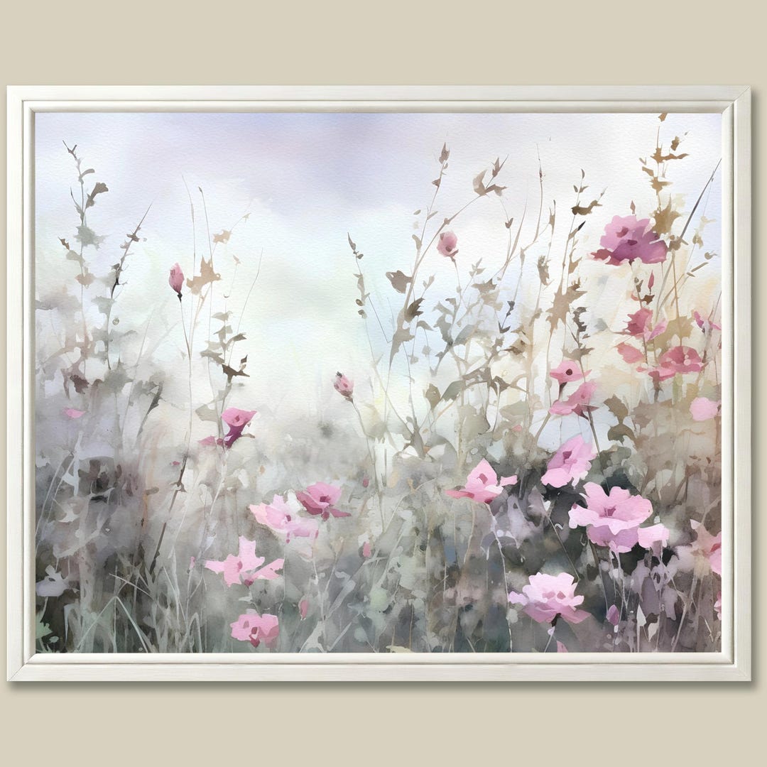 Pink Daisy Watercolor Art Print: Oregon Summer Meadow Floral Wall Decor ...