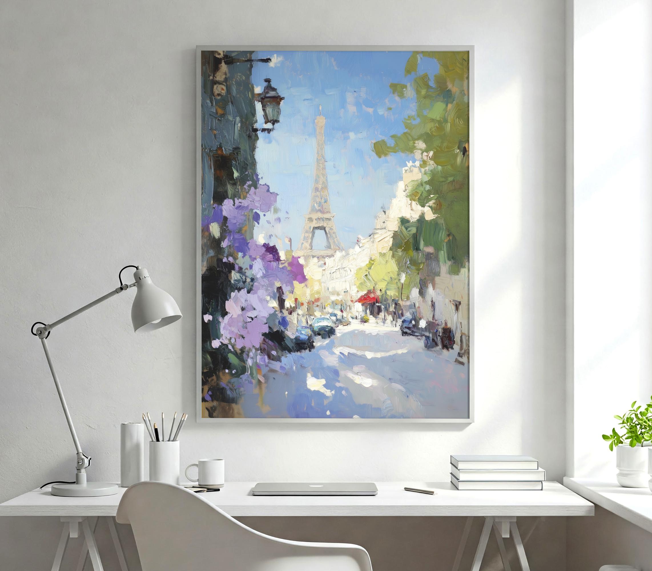 Eiffel Tower Art Print: Lilac Flowers, Paris Cityscape - Etsy