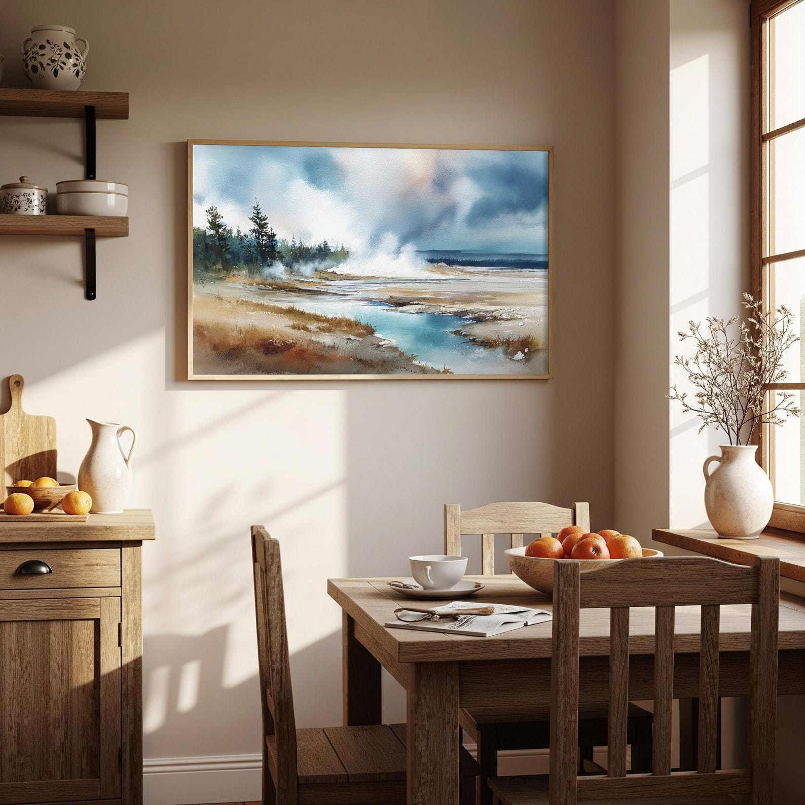 Yellowstone Hot Spring Watercolor Art Print: Norris Geyser Basin ...