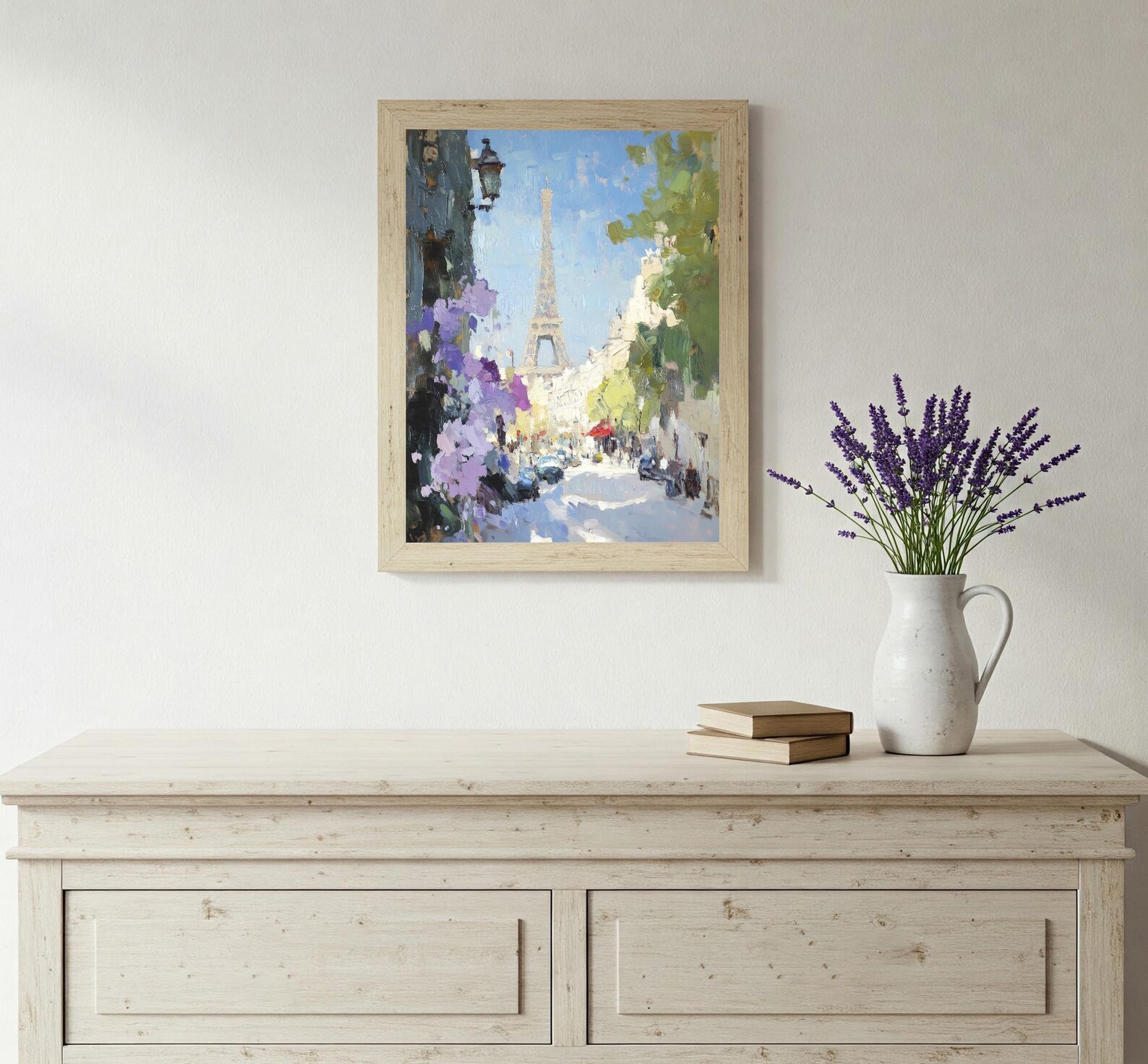 Eiffel Tower Art Print: Lilac Flowers, Paris Cityscape - Etsy