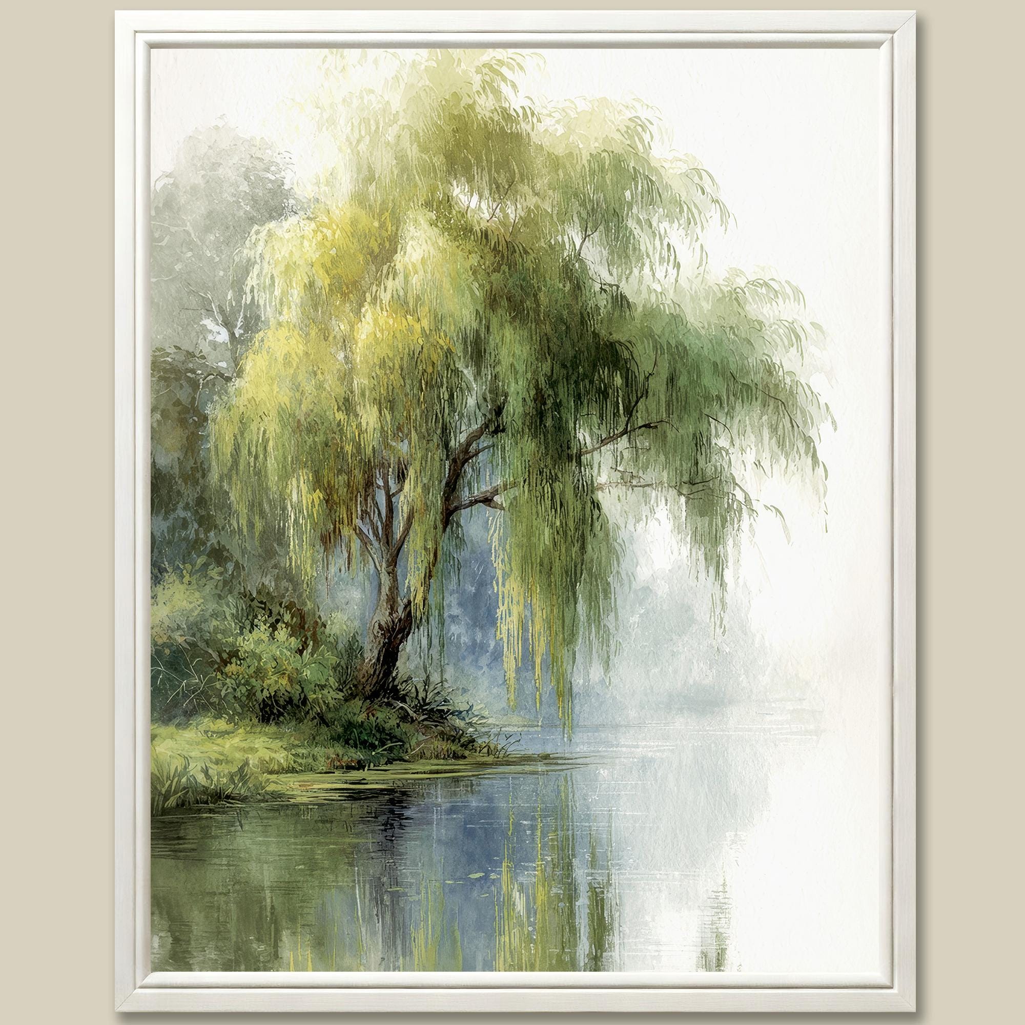 Weeping Willow Art Print Botanical Watercolor Painting Lakeside ...