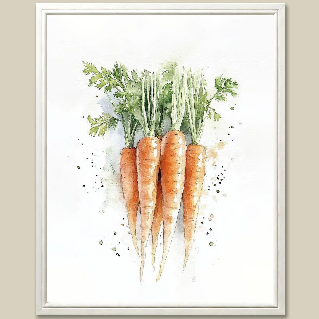 Carrot Watercolor Painting: Farmhouse Kitchen Botanical Art Print - Etsy