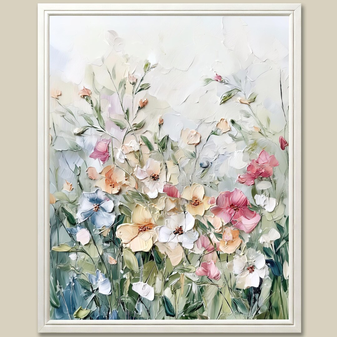 Wildflower Painting Spring Meadow Art Print Flower Field Landscape Wall ...