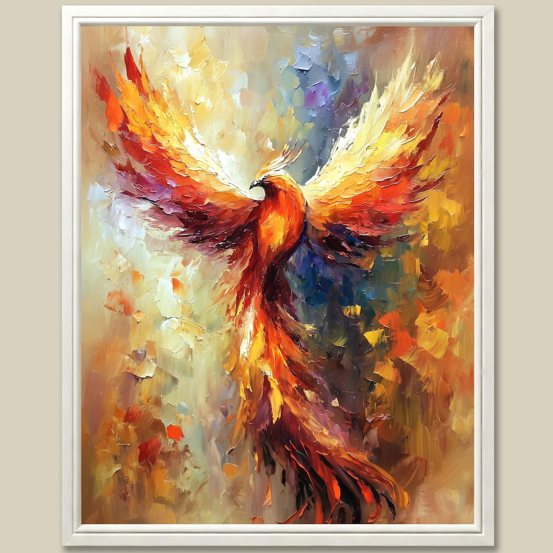 Fiery Phoenix Art Print: Abstract Mythical Bird Wall Decor - Etsy