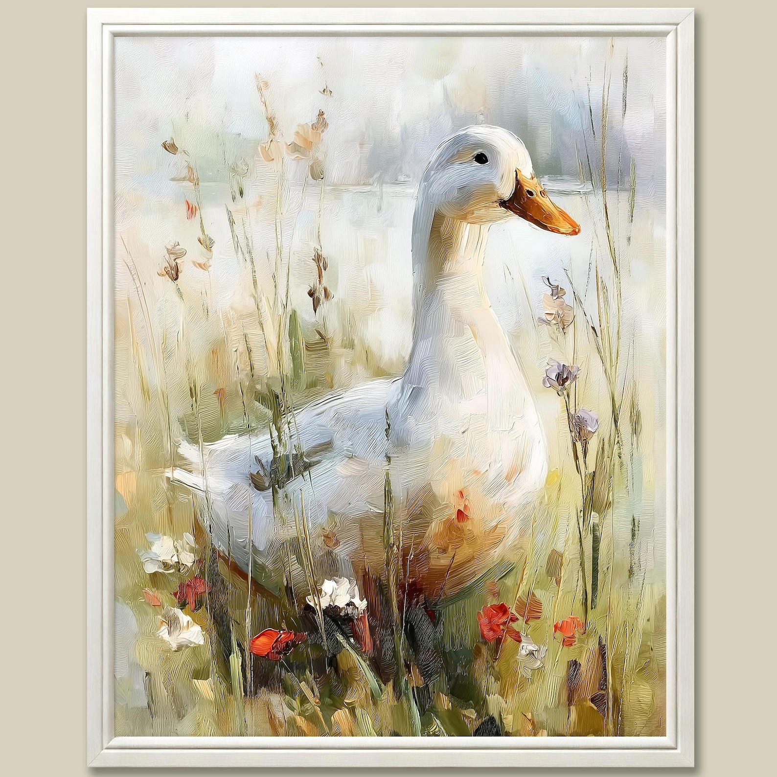 White Duck Painting: Wildflower Meadow Landscape Art Print - Etsy