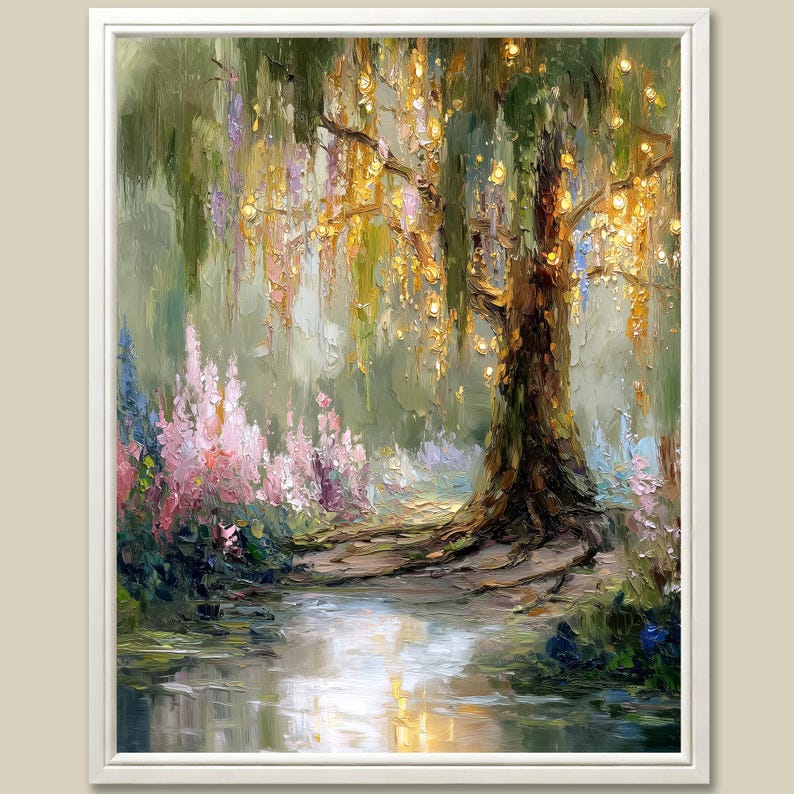 Magical Tree Art Print: Enchanted Forest With Fairy Lights - Etsy