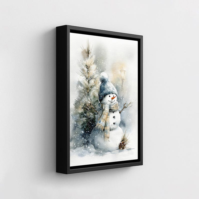 Snowman Christmas Watercolor Art Print: Vintage Winter Holiday Decor - Etsy