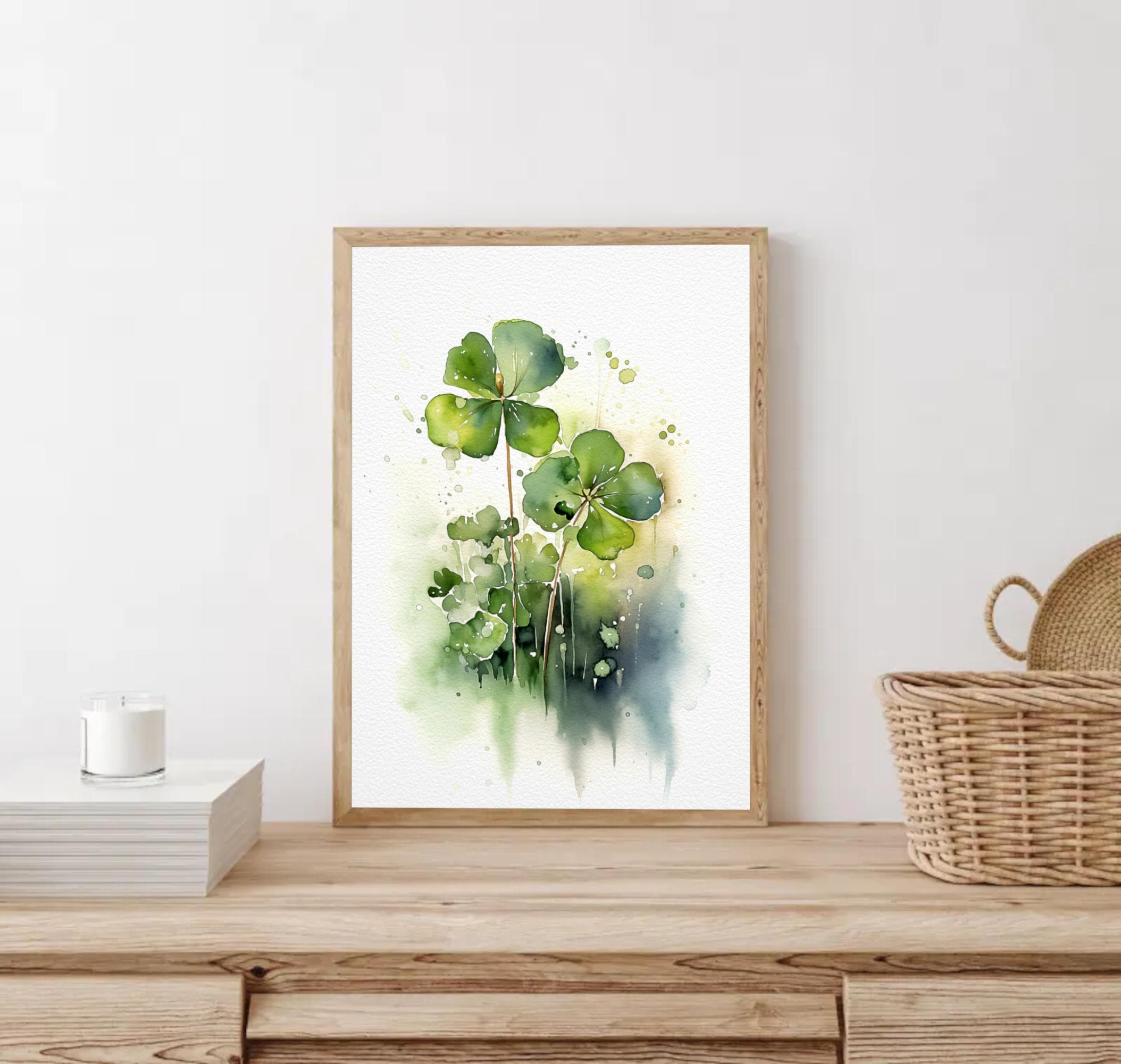 Four Leaf Clover Watercolor Art Print: Irish Shamrock Painting - Etsy