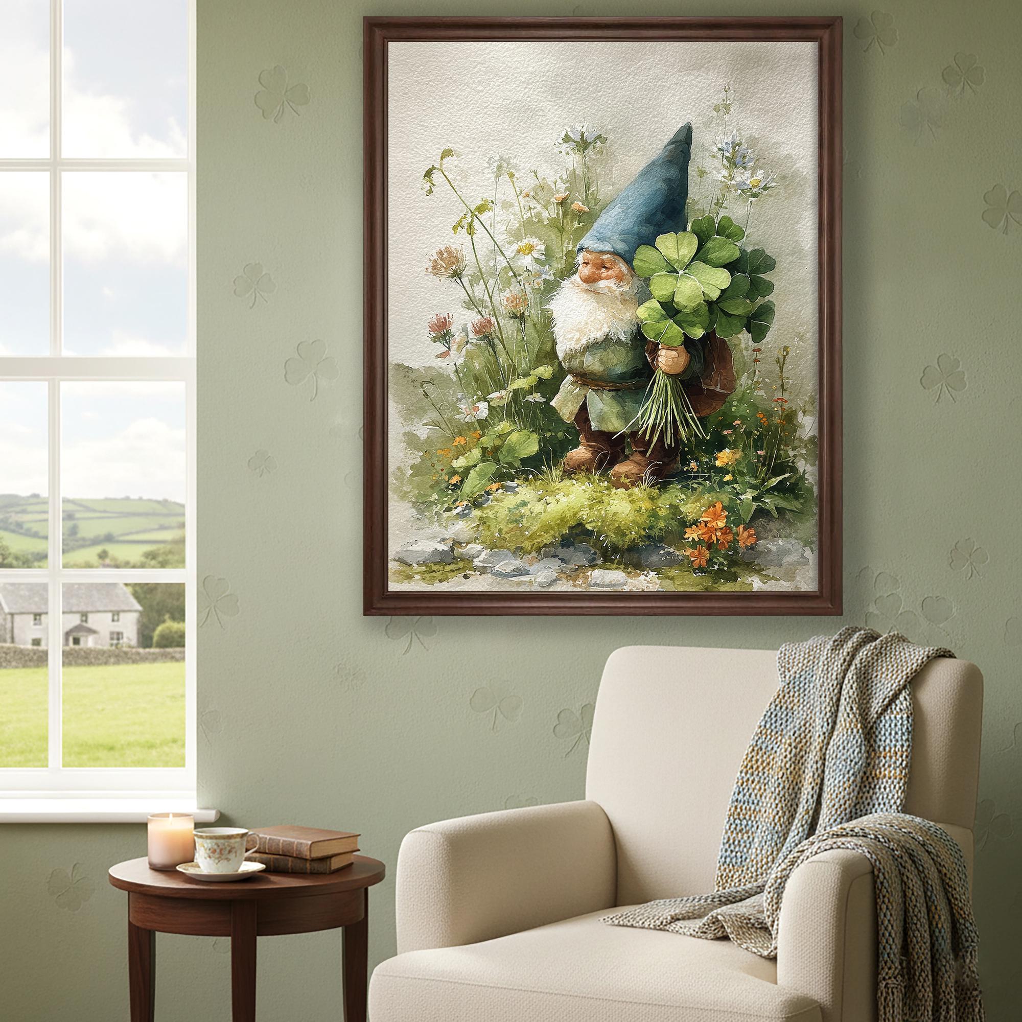 Lucky Gnome Watercolor Art Print - St Patricks Day Cottagecore Decor - Etsy