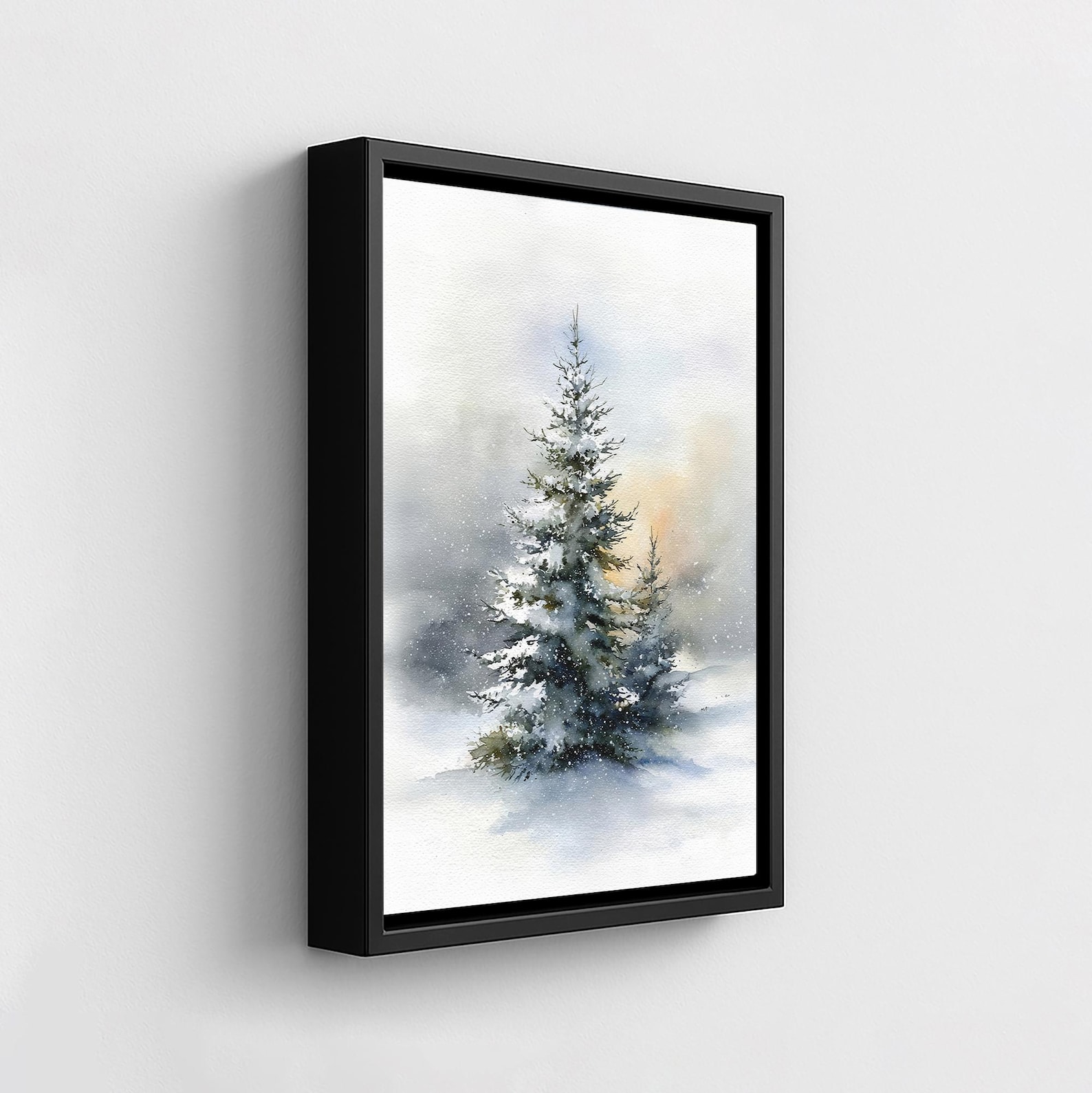 Snowy Pine Tree Watercolor Art Print - Winter Forest Landscape - Etsy