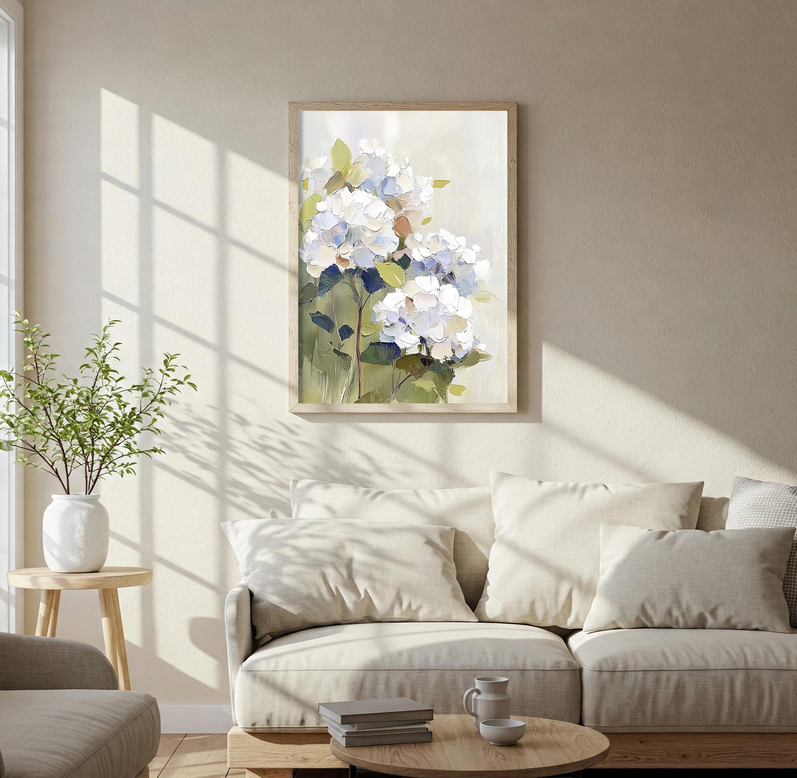 Hydrangea Art Print: Minimalist Floral Oil Painting Style - Etsy