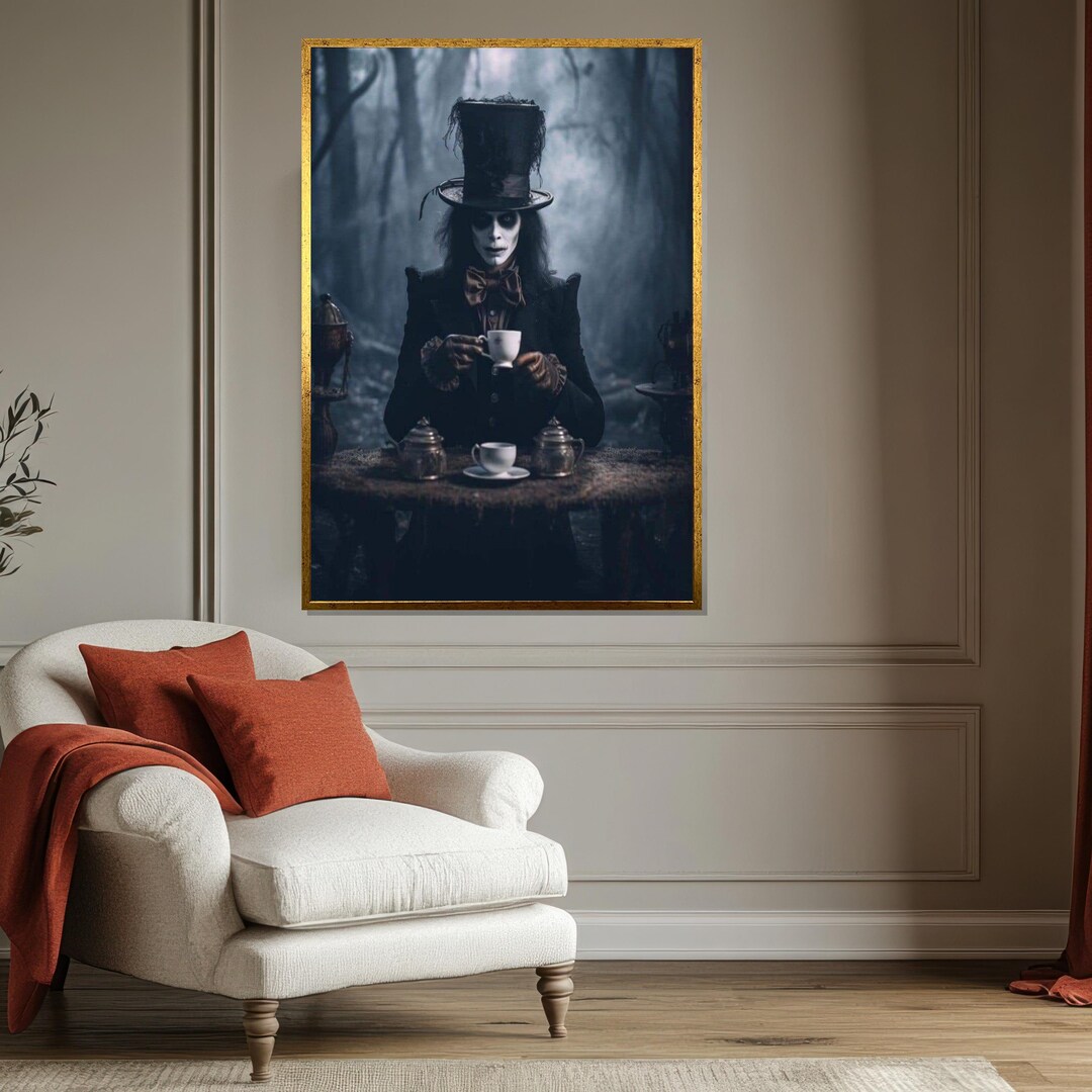 Dark Mad Hatter Canvas, Gothic Tea Party Art, Eerie Fantasy Wall Print ...