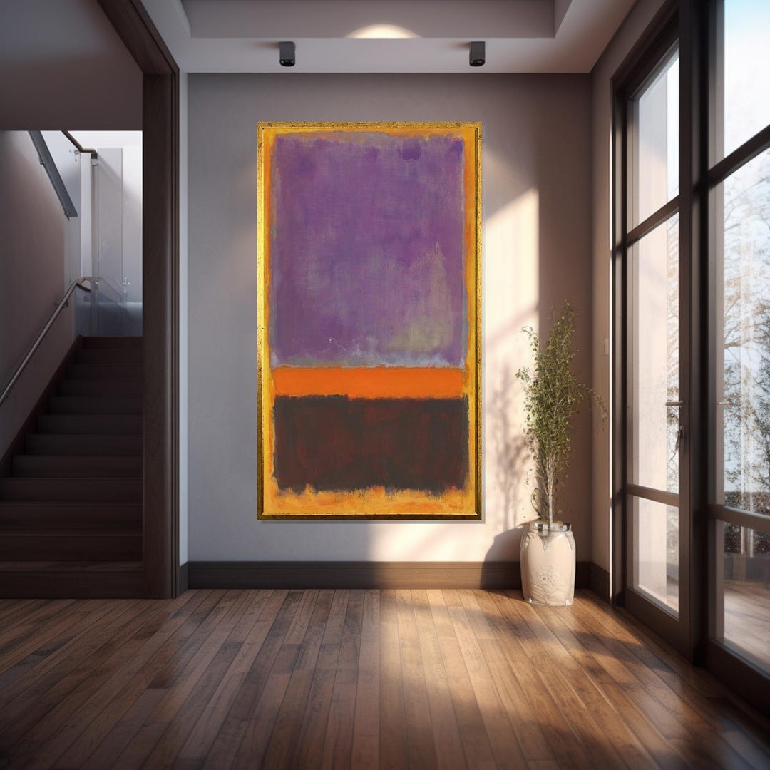 Abstract Color Block Canvas, Modern Art Wall Canvas, Purple and Orange ...