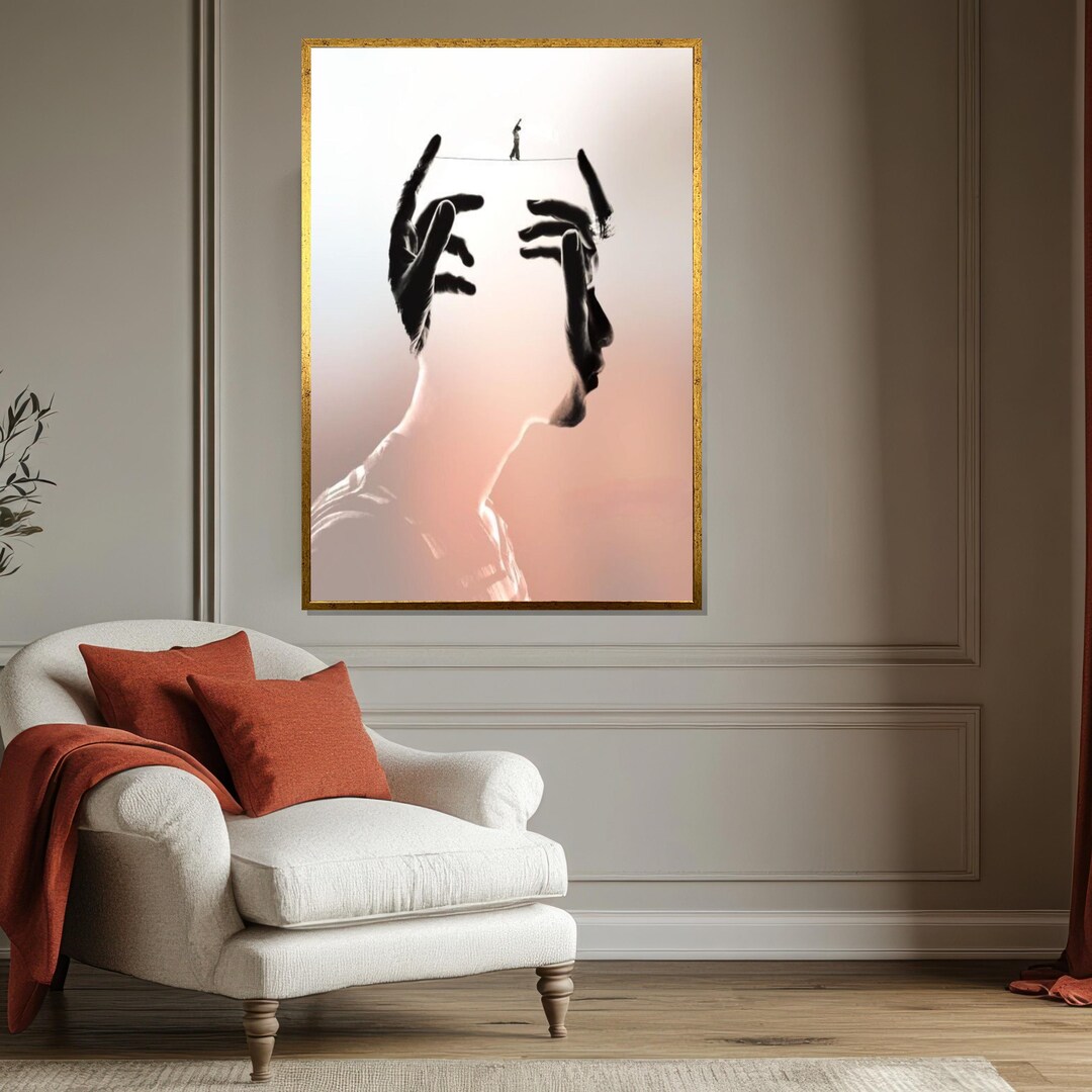 Surreal Mind Canvas, Introspective Art, Tightrope Walker Wall Print ...