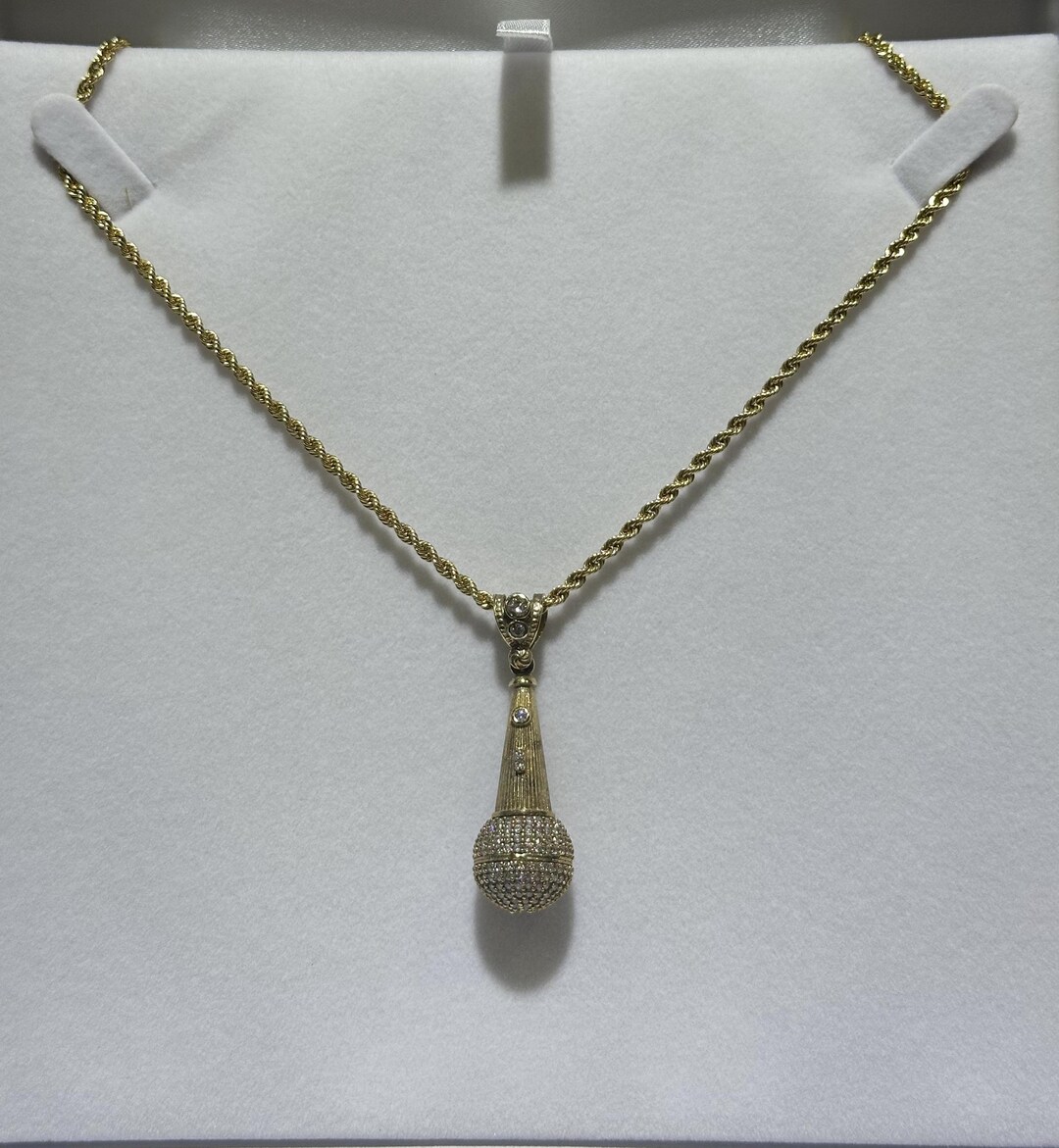 10k Gold Microphone Pendant for Necklace 8.05 Grams of Solid Gold ...