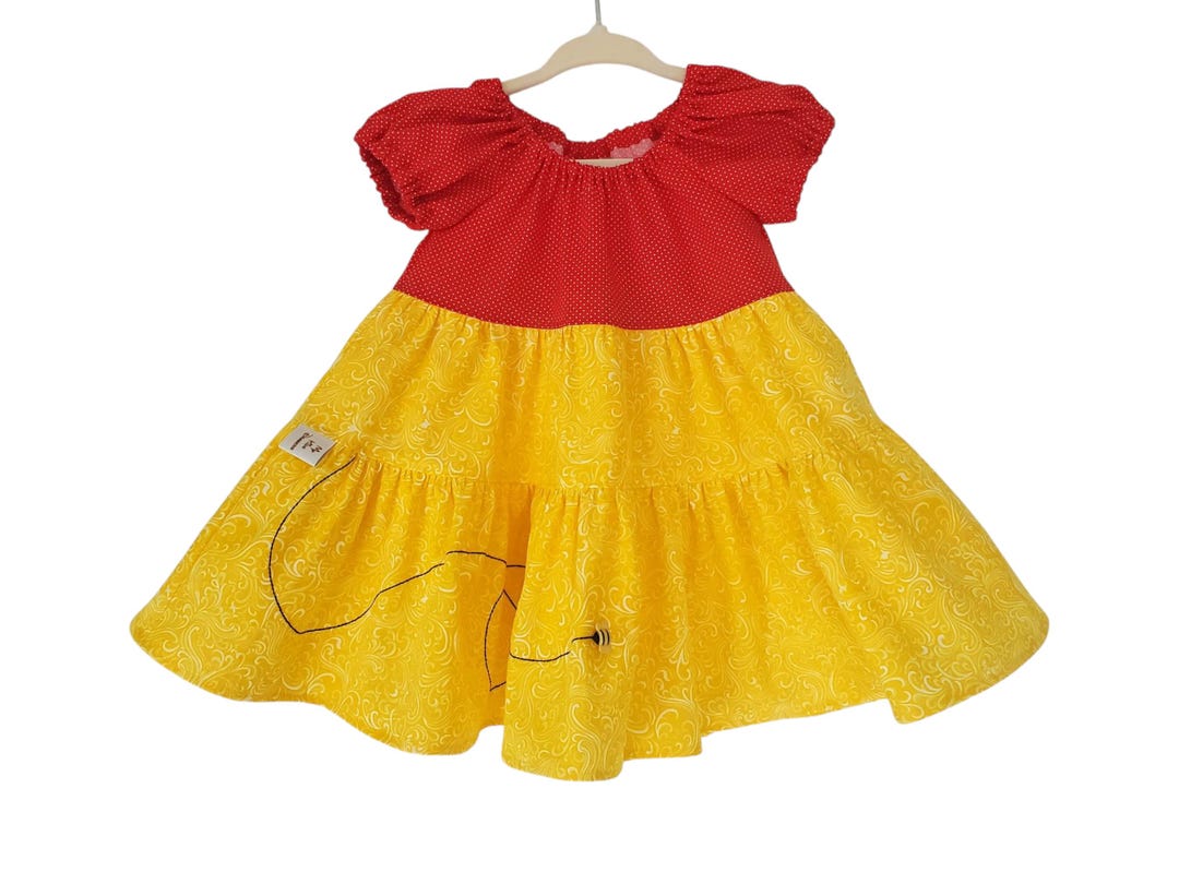 WINNIE THE POOH Inspired Toddler Girls Dress Custom Size 2 3 4 2T 3T 4T ...