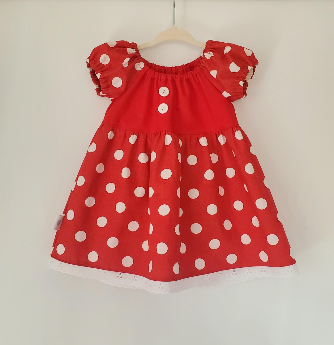 MINNIE MOUSE Inspired Baby Dress Custom Size 3 6 9 12 18 Months 100% ...