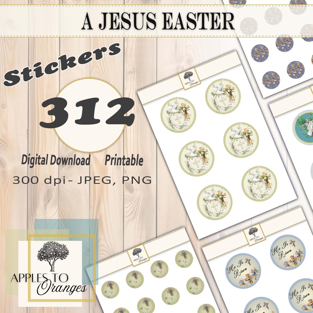 A Jesus Easter - Digital Printable Sticker Set - Stickers: 1" - 2" in ...