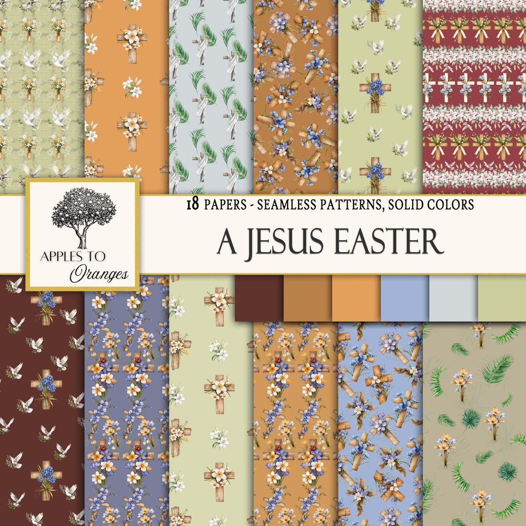 A Jesus Easter - Digital Paper Set - 18 Papers: Repeating Pattern and ...