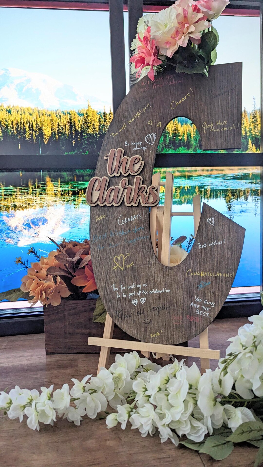 Personalized Wooden Letter Guest Book: Wedding Anniversary Monogram ...