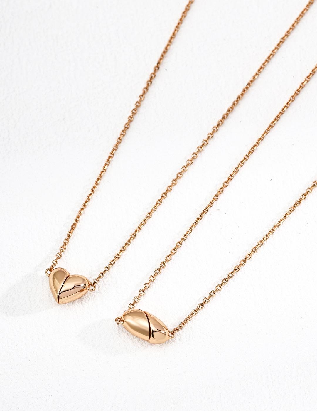 Magnetic Heart Necklace – Sterling Silver 18K Gold Plated Couple ...