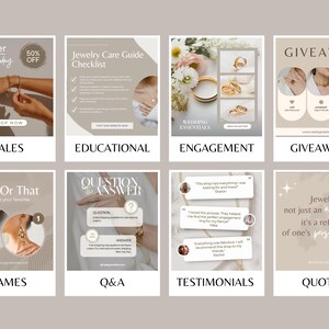 100 JEWELRY Branding INSTAGRAM Post TEMPLATES | Jewelry Canva Templates ...