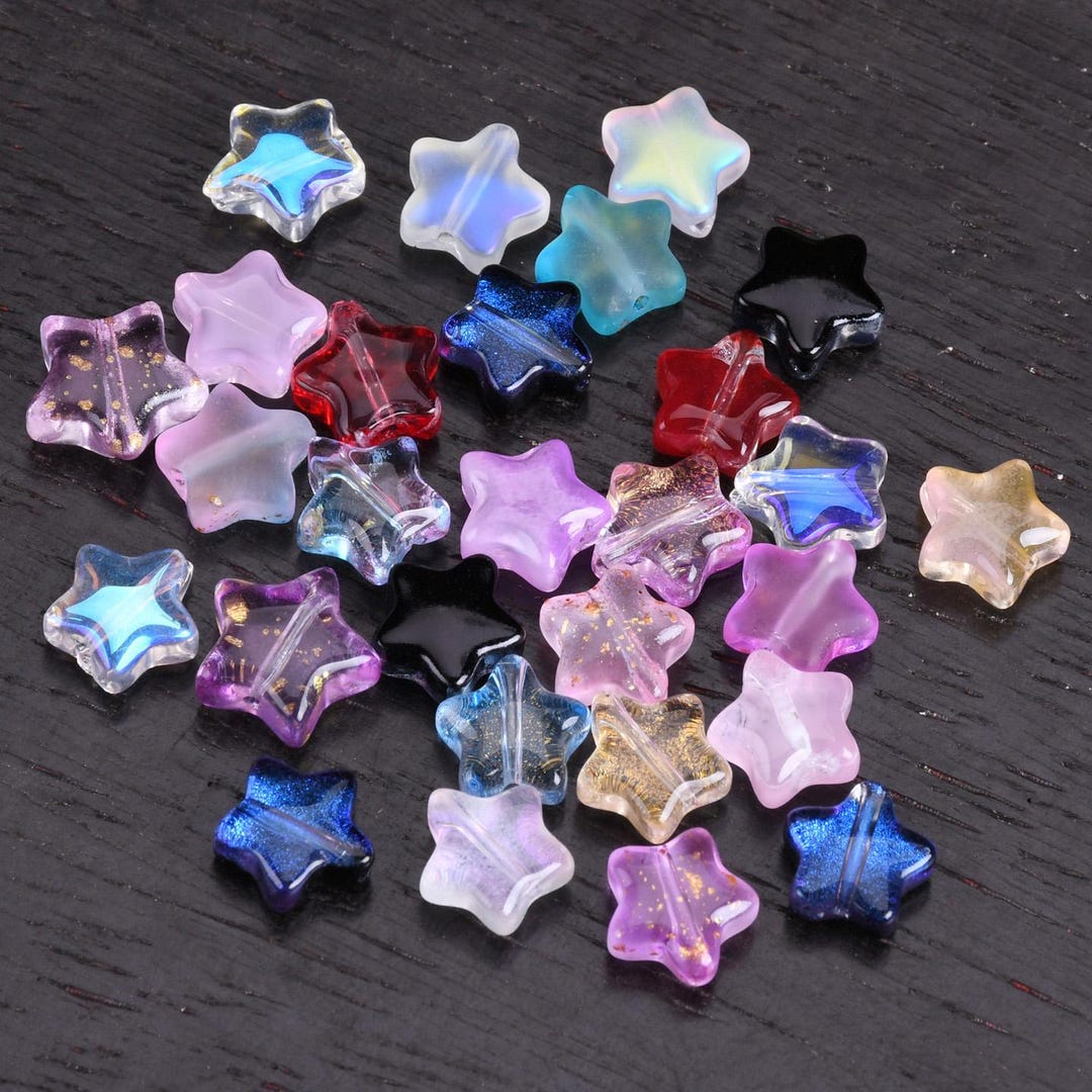 20pcs Small Star Shape 8mm Colorful Lampwork Crystal Glass Loose Beads ...