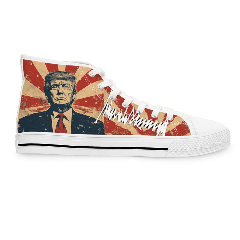 Vintage Style Trump Women's High Top Sneakers, Political Art Graphic ...
