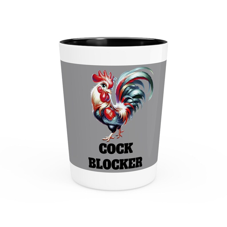 Rooster Shot Glass, Funny Cock Blocker Design, Black or White Barware ...