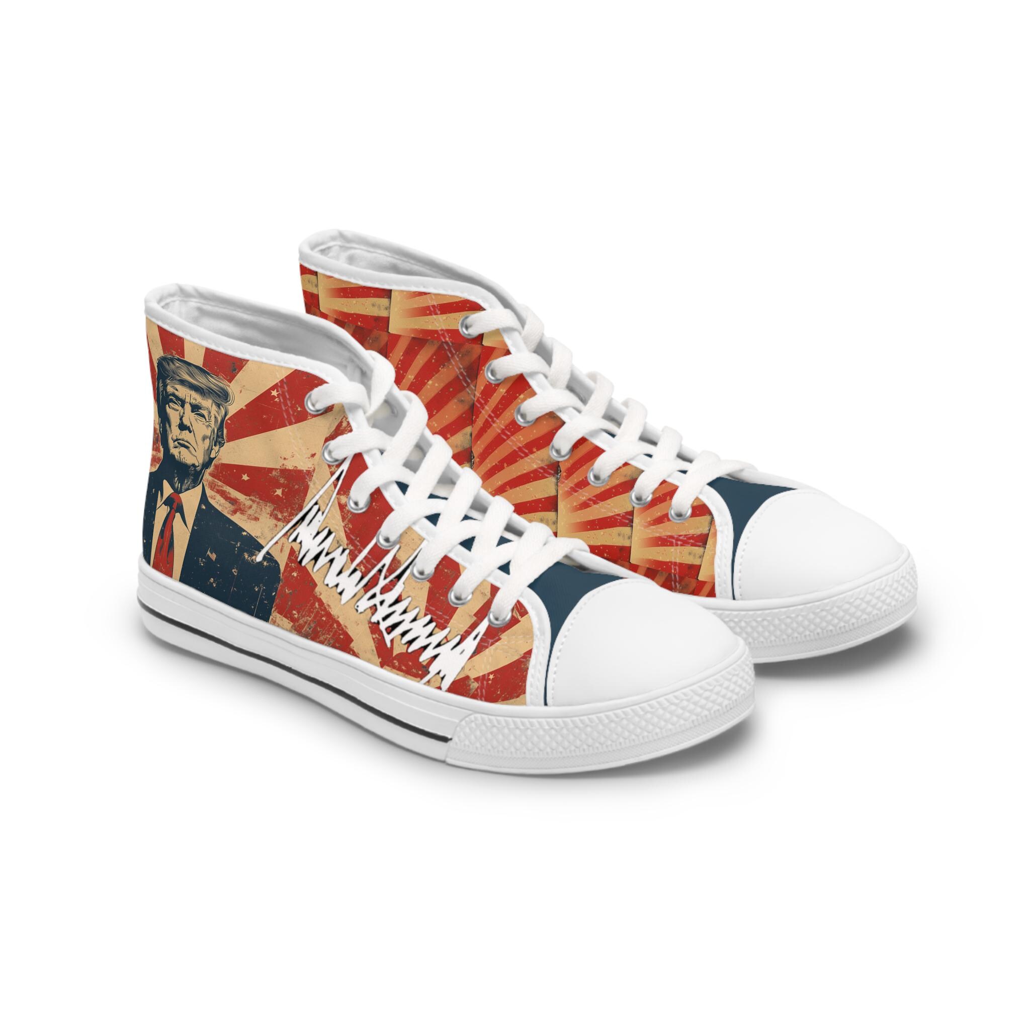 Vintage Style Trump Women's High Top Sneakers, Political Art Graphic ...