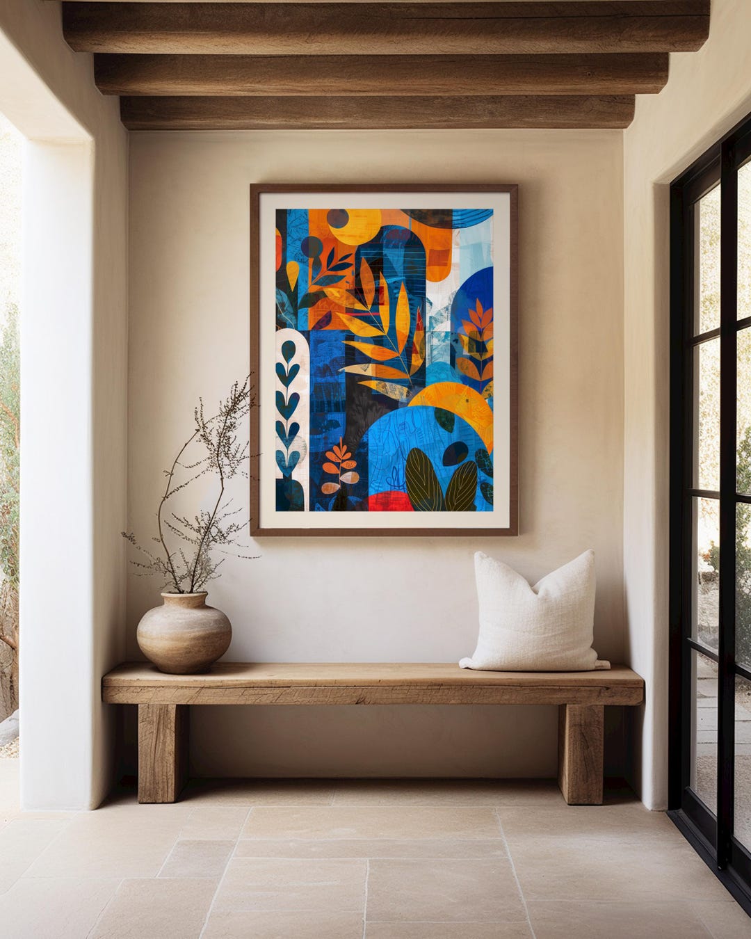 Abstract Botanical Wall Art | Modern Nature Print | Bold Color Block ...